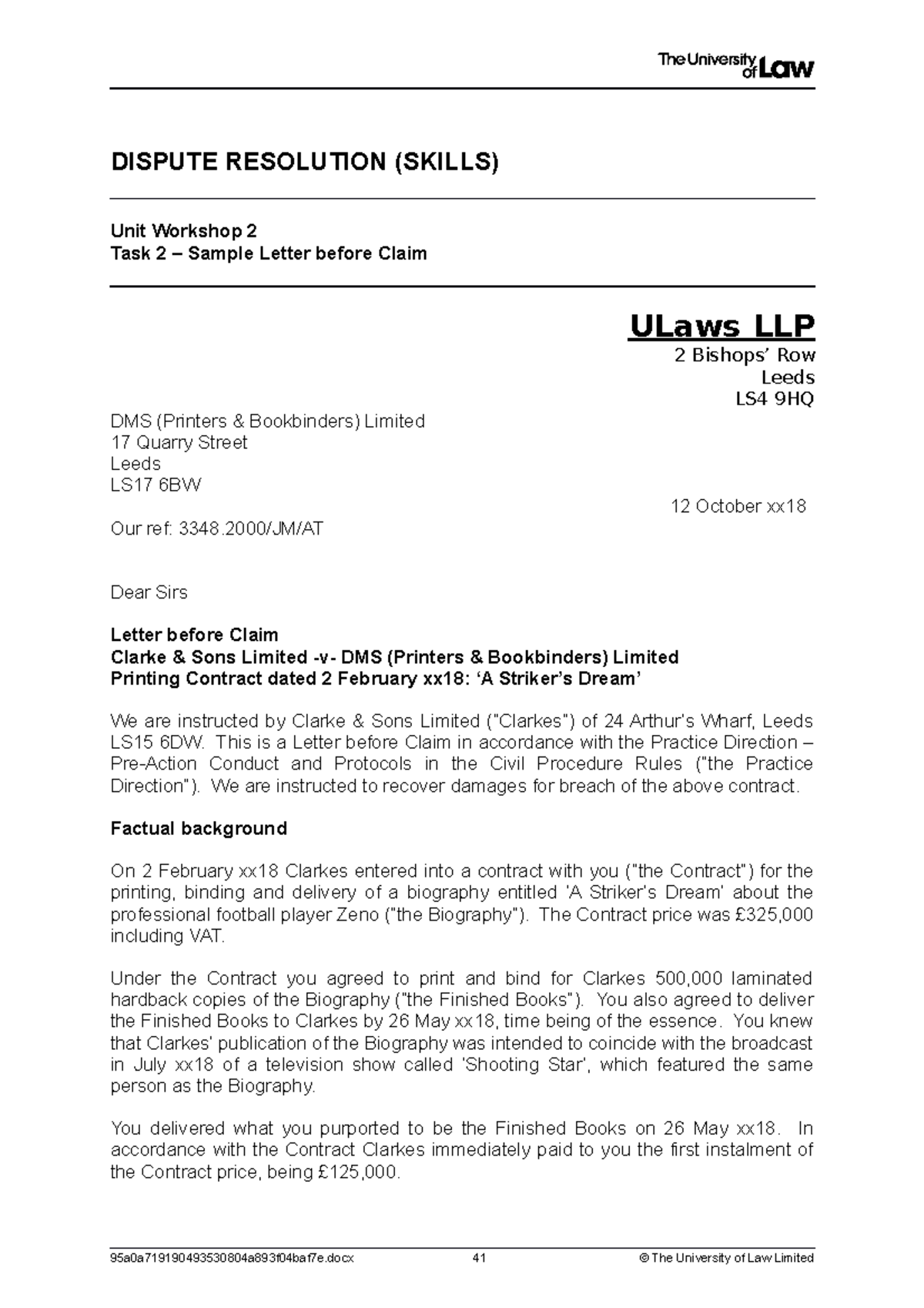 2223 dis ws02 ce02 task02 ptn - DISPUTE RESOLUTION (SKILLS) Unit ...