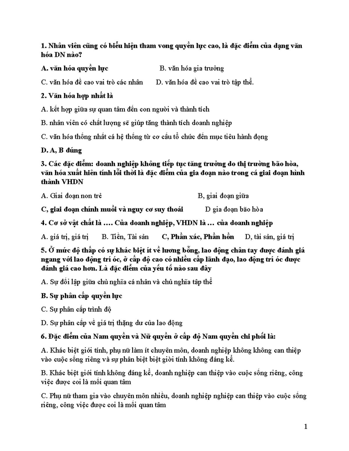 Hương dẫn ôn tập trắc nghiệm Văn hóa kinh doanh - 2 - Nhân viên c甃̀ng c漃Ā bi ऀu hiên tham vong ...