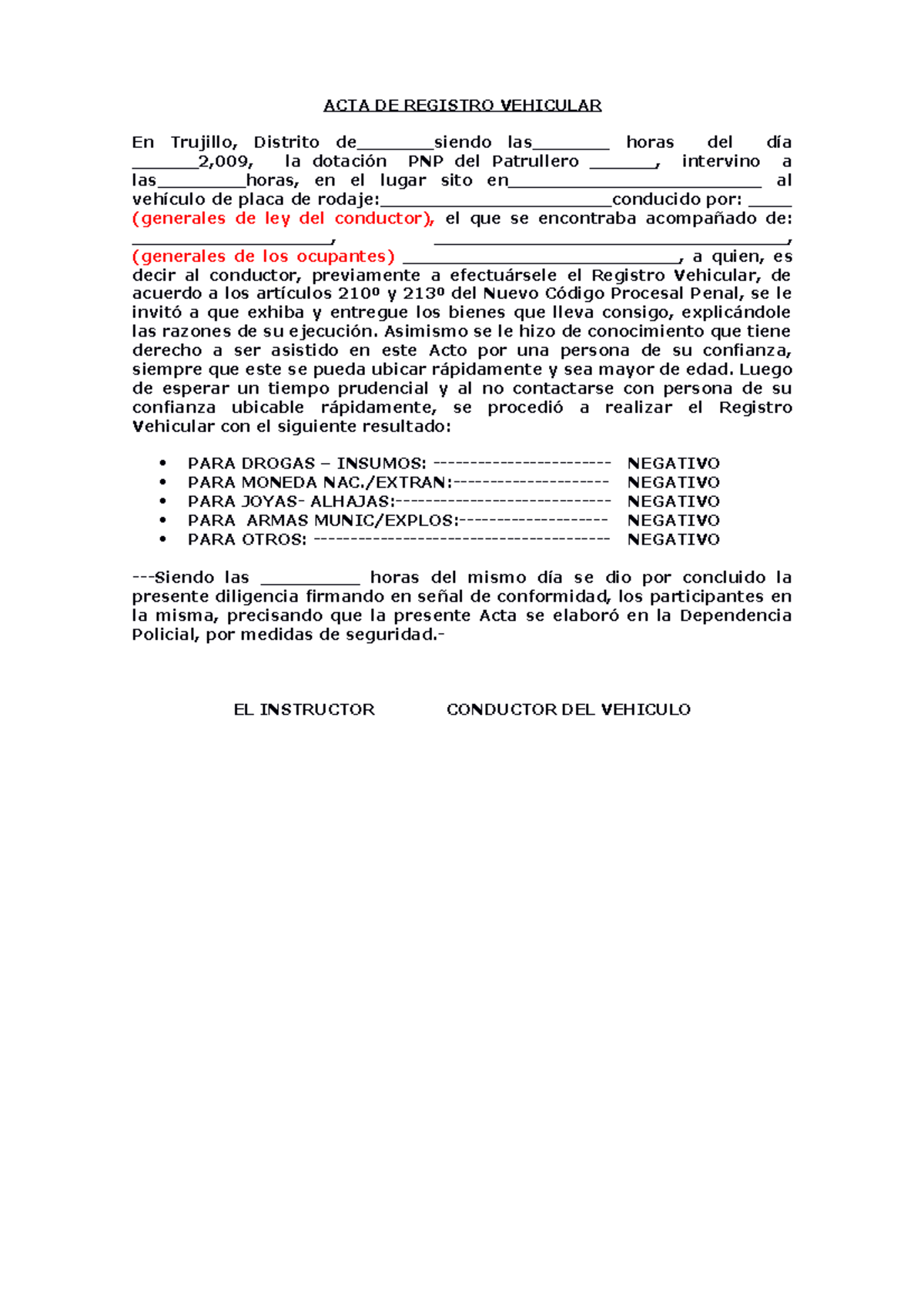 Actas DE Registro Vehicular - ACTA DE REGISTRO VEHICULAR En Trujillo ...