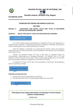 Module 1 Lesson 2 Assessment Purposes Learning Targets and Appropriate ...