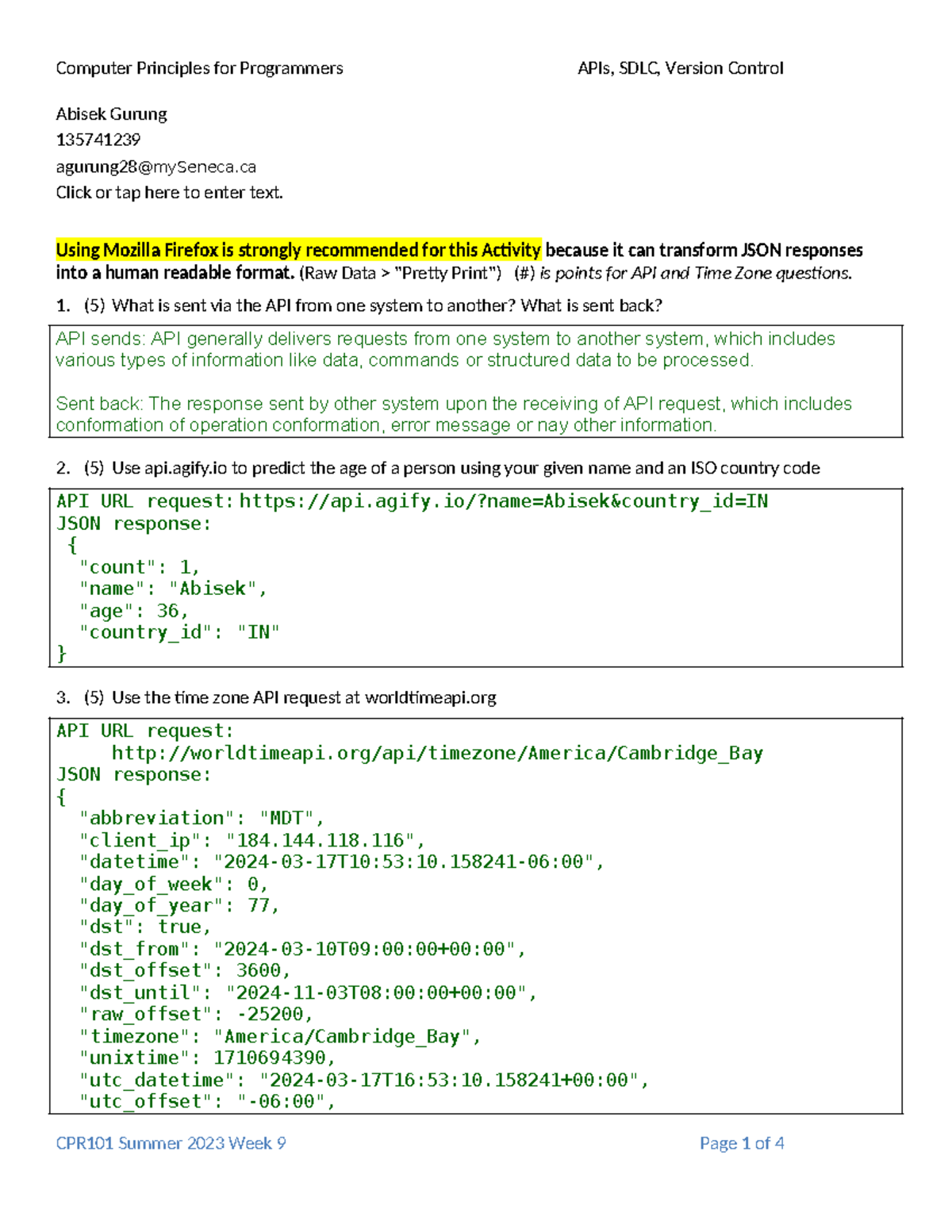 CP4P SDLC Activity Answers - Abisek Gurung 135741239 agurung28@mySeneca ...