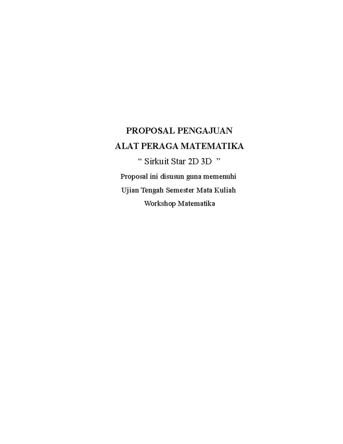 Proposal Workshop Matematika - PROPOSAL PENGAJUAN ALAT PERAGA ...