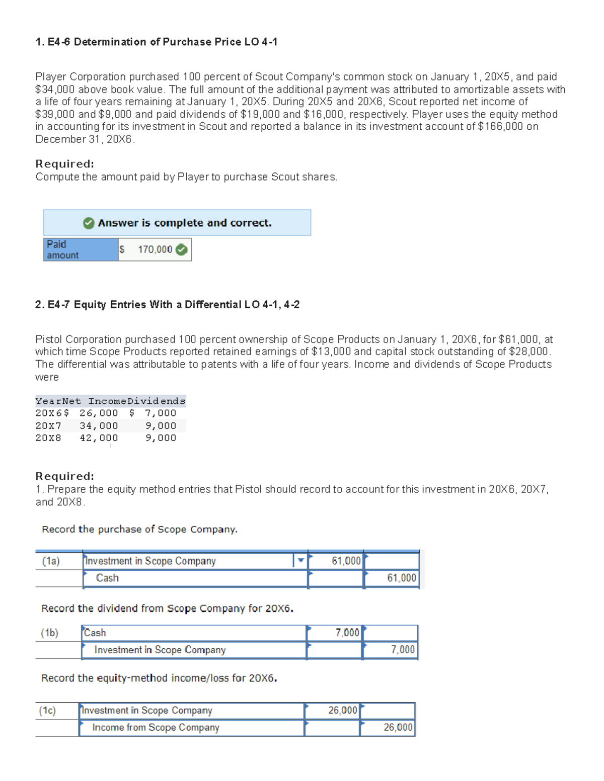 Ch 4 HW2 Ch 4 Intercompany Transactions 1 E4 6 Determination Of Purchase Price LO 4