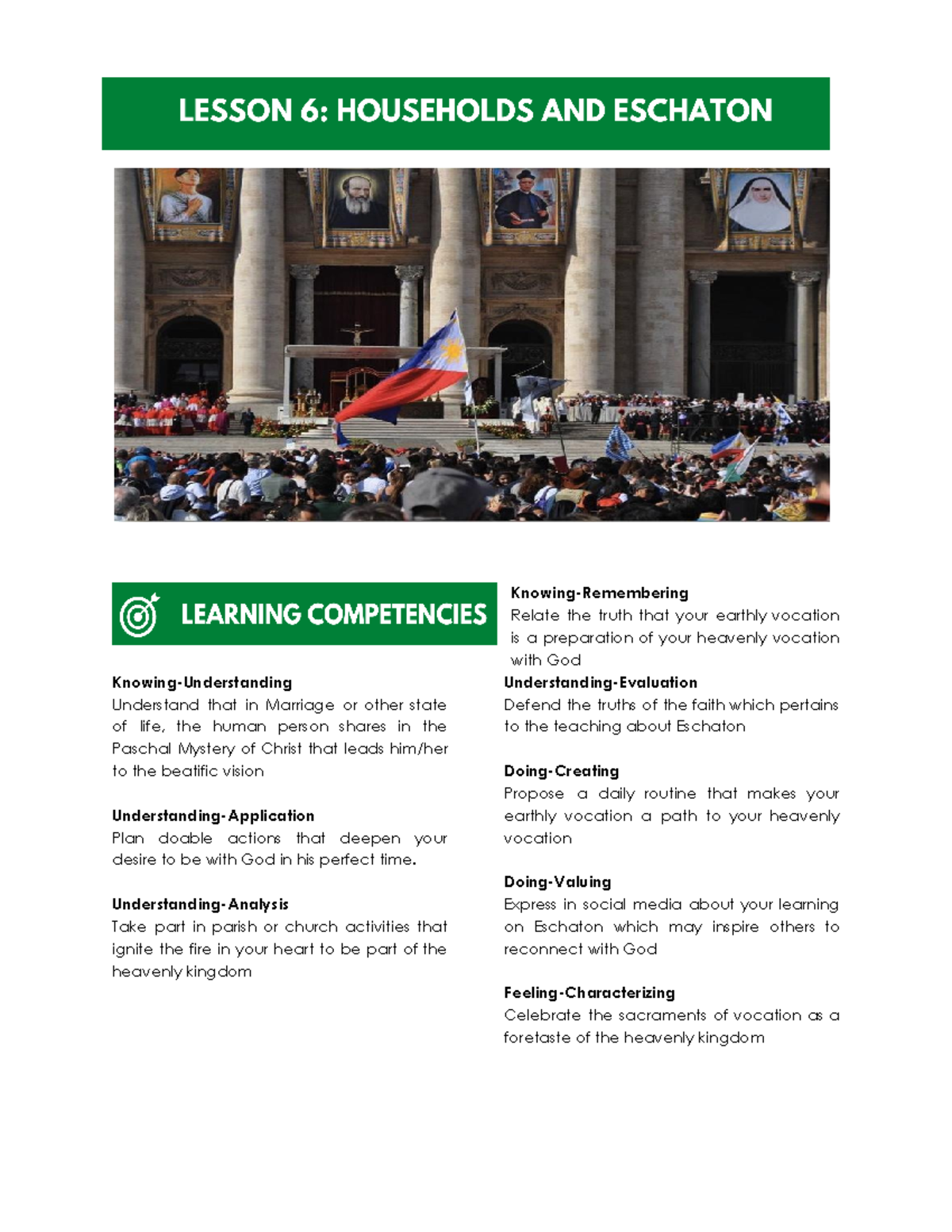 Households and Eschaton - Knowing-Remembering Relate the truth that ...