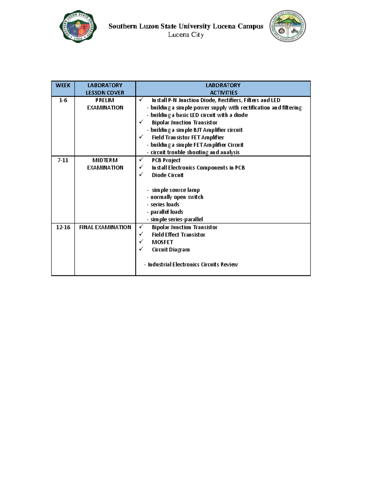 Laboratory- Exercises - Lucena City WEEK LABORATORY LESSON COVER ...
