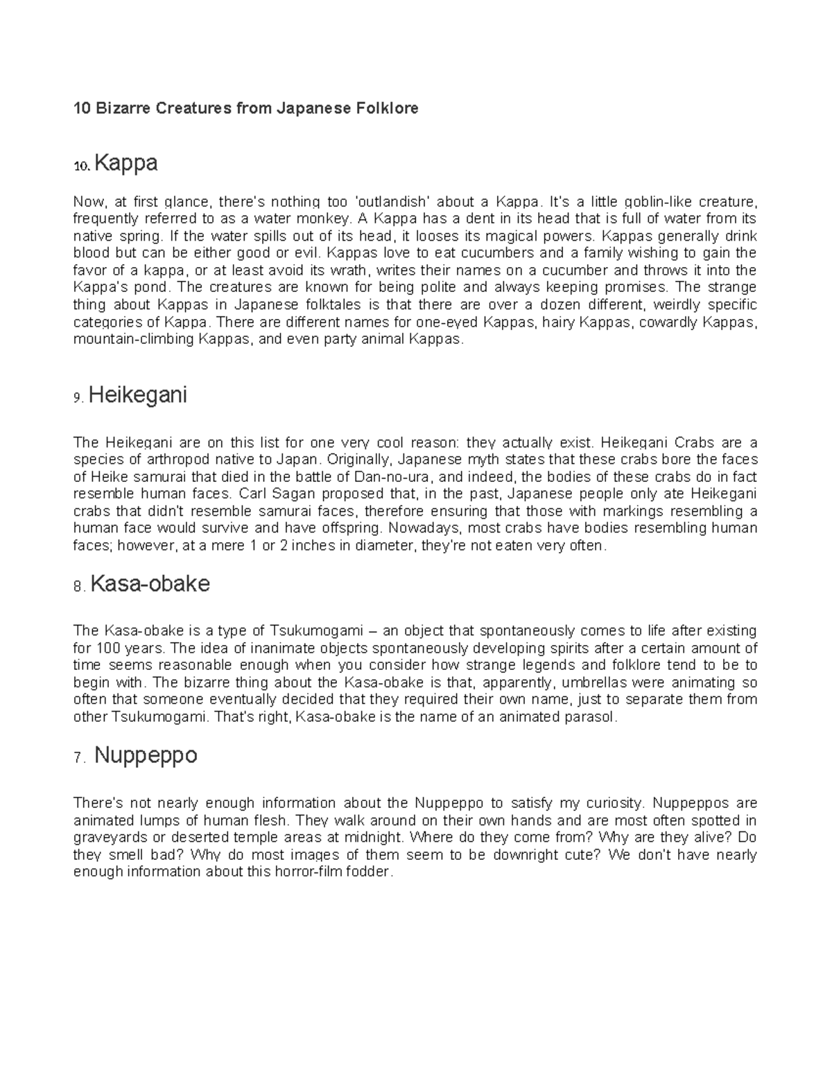 10 Bizarre Creatures from Japanese Folklore - Kappa Now, at first glance, there’s nothing too ...