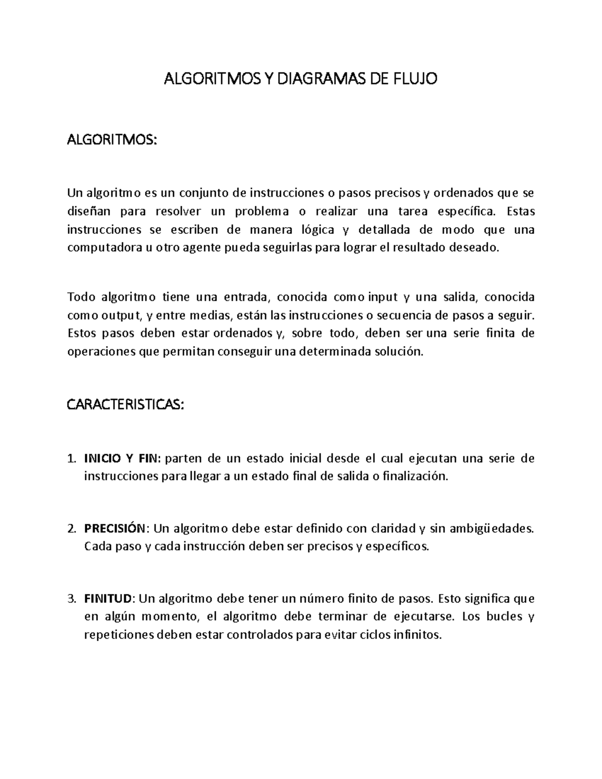 Algoritmos Y Diagramas DE Flujo - ALGORITMOS Y DIAGRAMAS DE FLUJO ALGORITMOS: Un algoritmo es un ...
