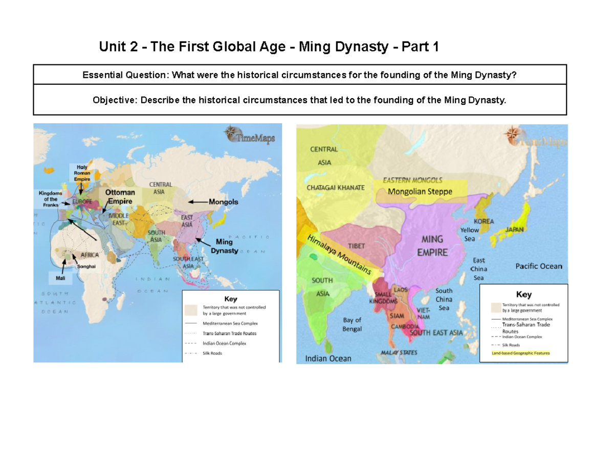 Ming Dynasty - Academic - Part 1 - Unit 2 - The First Global Age - Ming ...