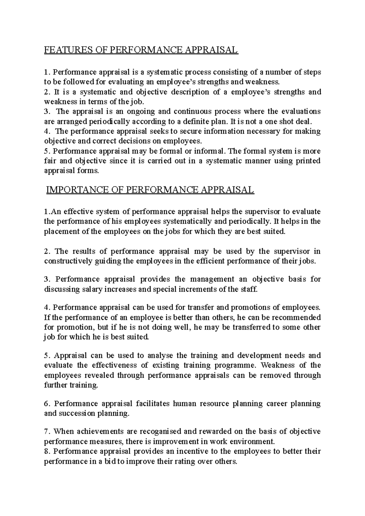 Features OF Performance Appraisal 2 - FEATURES OF PERFORMANCE APPRAISAL ...