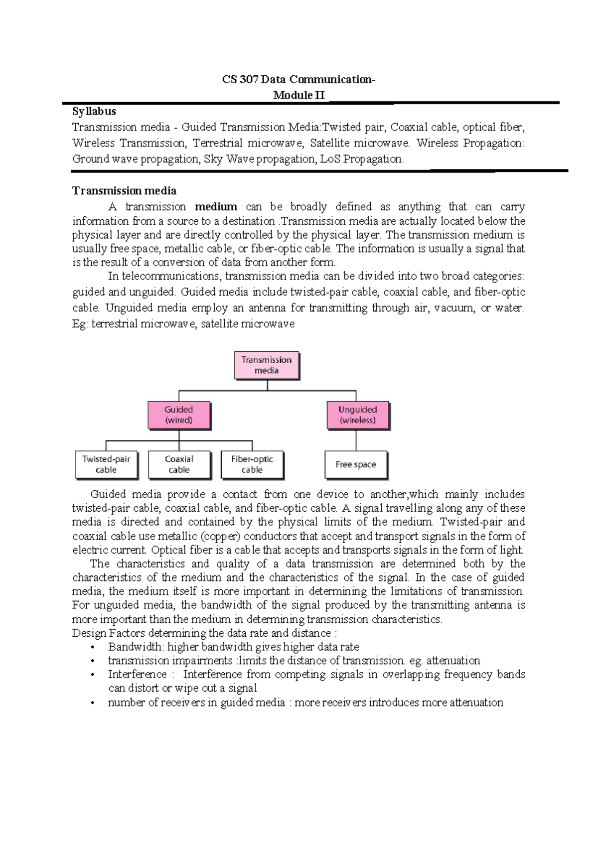 DC- Module II - CS 307 Data Communication- Module II Syllabus ...
