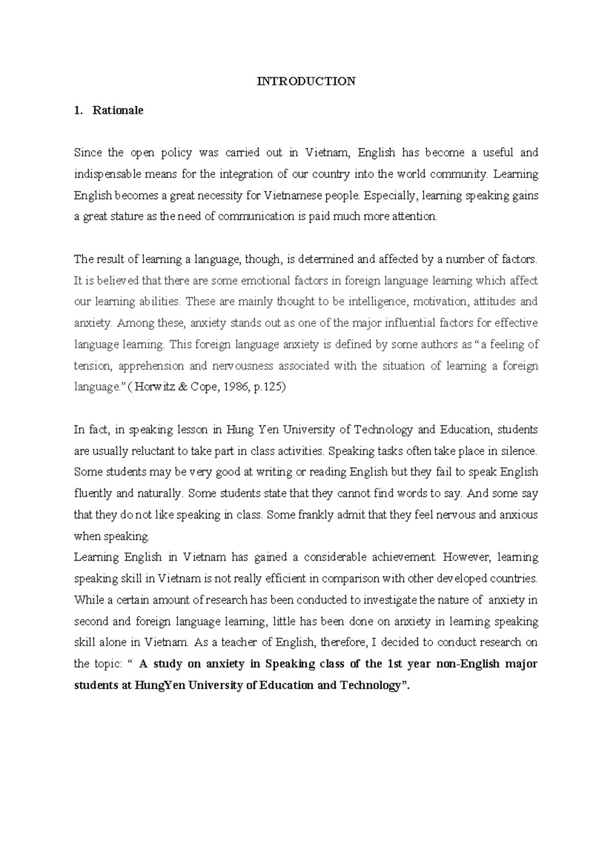 EAP Intro Sample 1 - ưdwd - INTRODUCTION Rationale Since the open ...