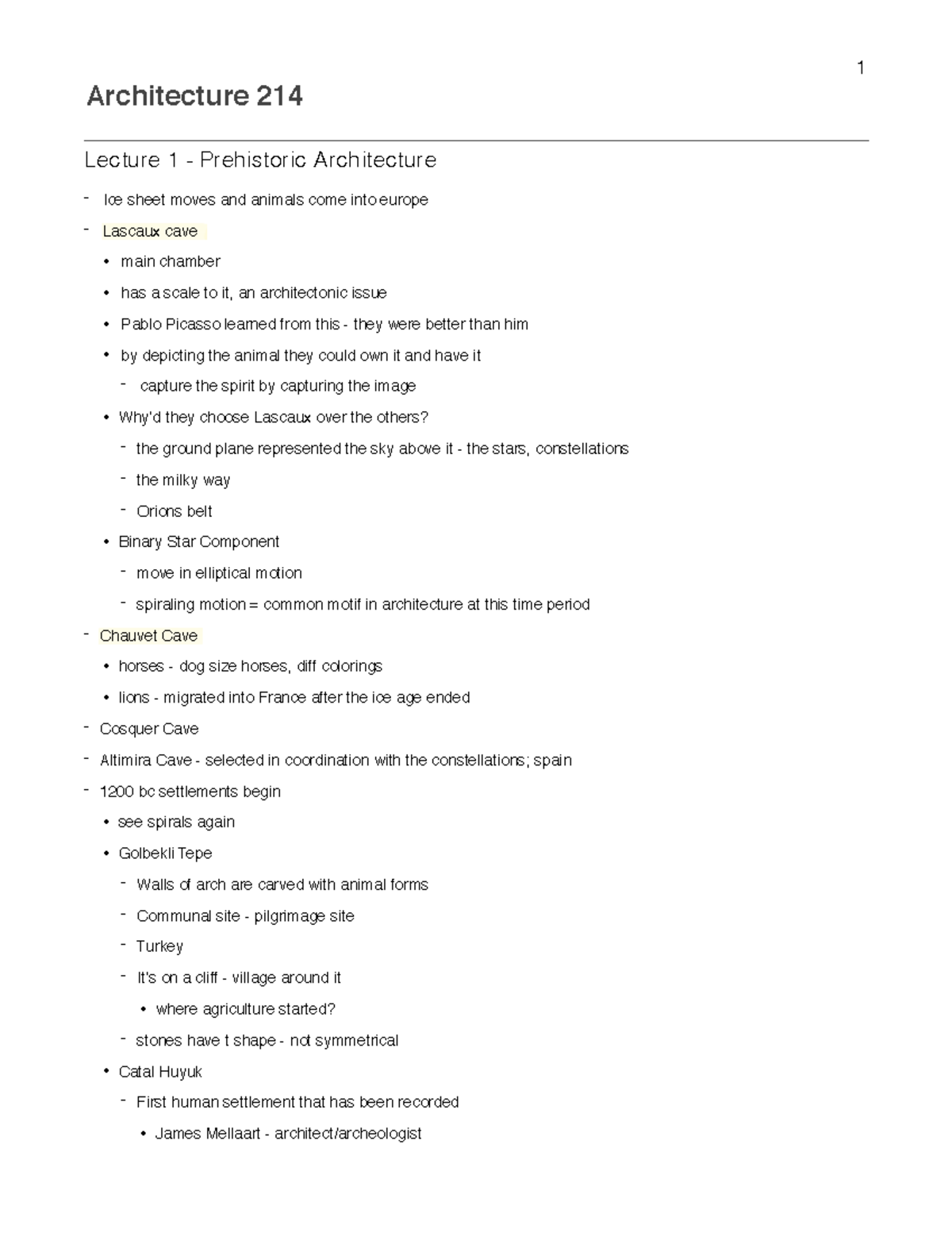 Pdf - midterm 1 summary - Architecture 214! Lecture 1 - Prehistoric Architecture Ice sheet moves ...