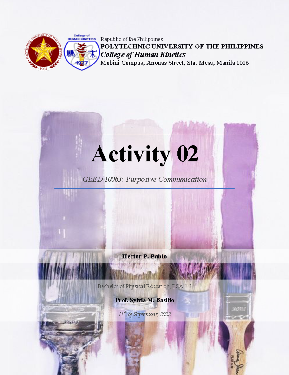 Pablo PC A2 - An essay about Purposive Communication - 12Page 1 of 3 ...