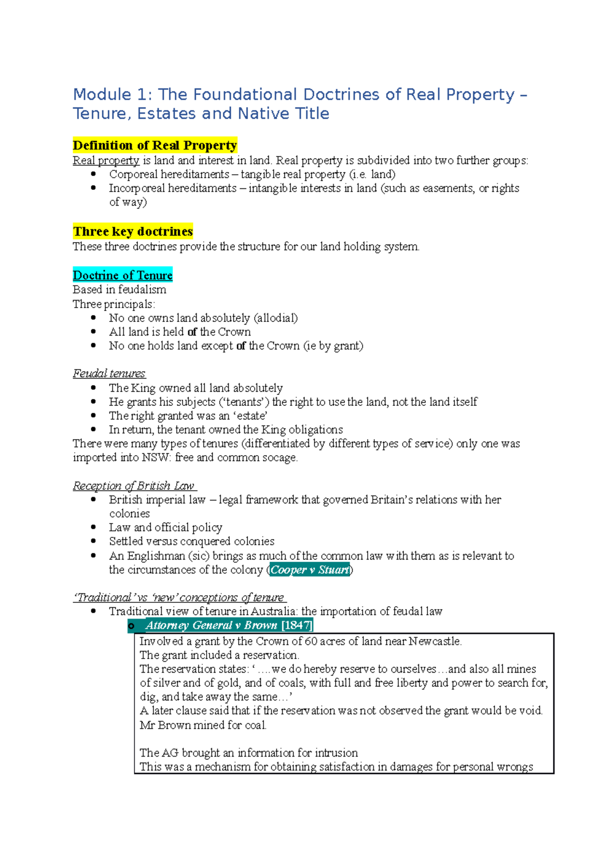 Real Prop Exam Notes - Module 1: The Foundational Doctrines of Real ...