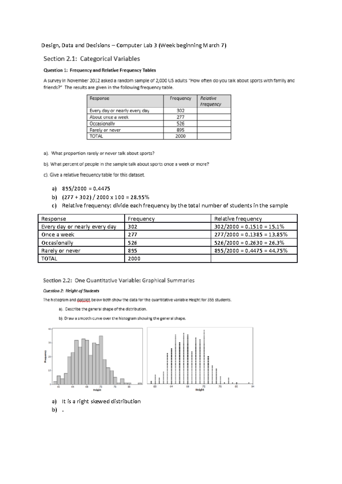 Ddd Computer Lab 3 Class Work For Tutorial Design Data And Decisions Computer Lab 3 