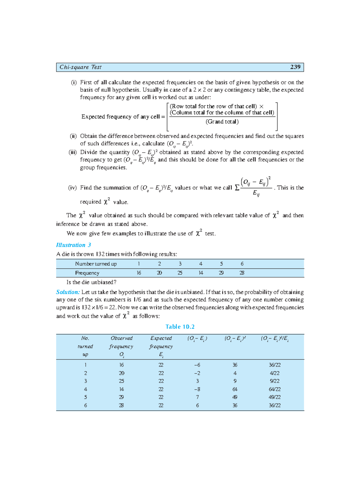Chi Square - SDFASD WEFWEGASG SSGDASDGV - Chi-square Test 239 (i) First ...