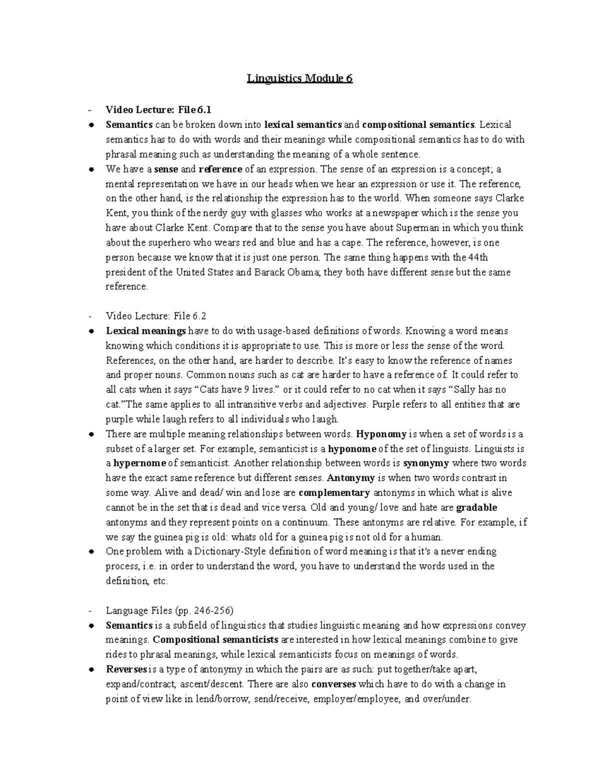 Linguistics Module 6 Summary Language Files Linguistics Module 6