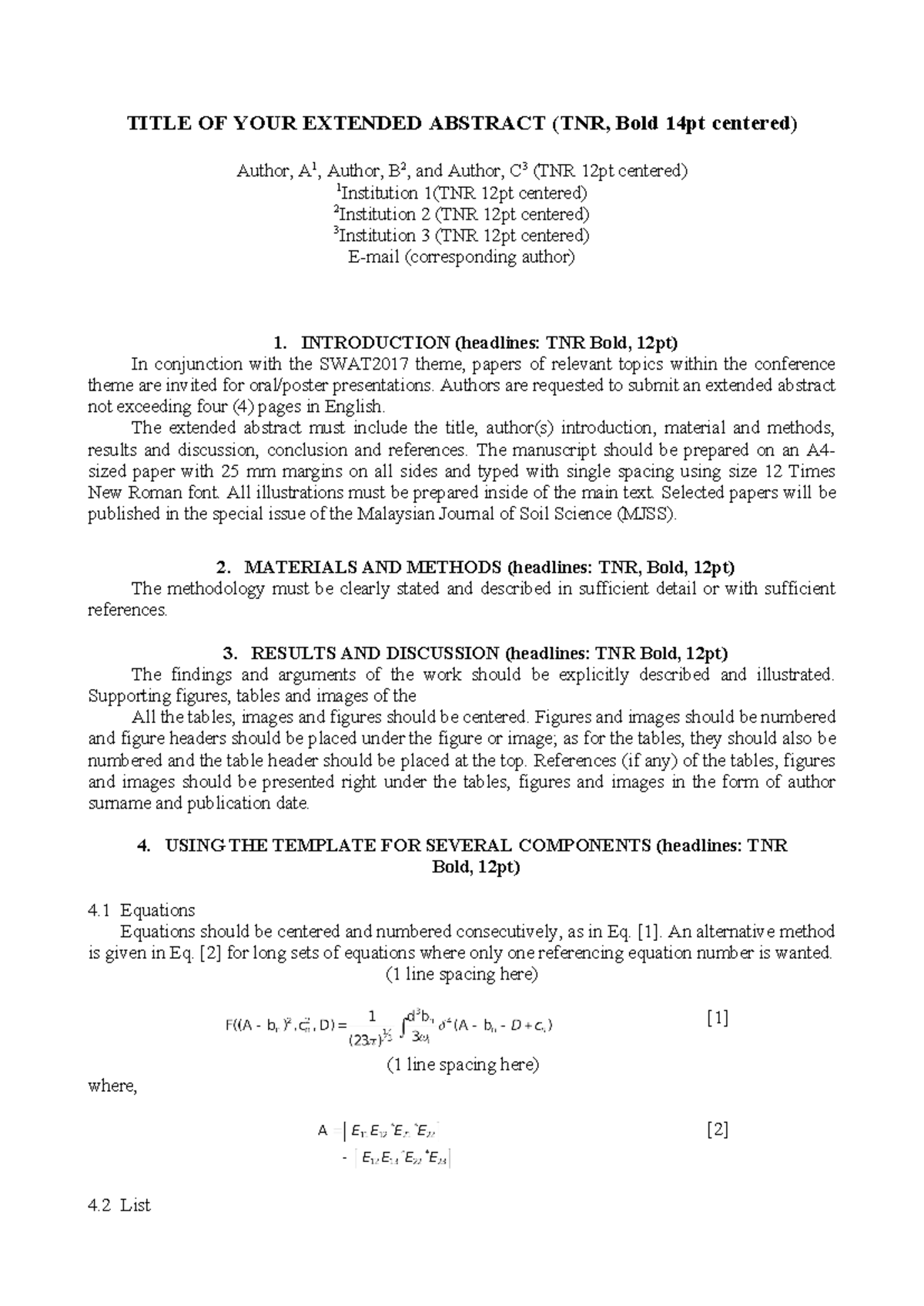 Swat malaysia extended abstract template - TITLE OF YOUR EXTENDED ...