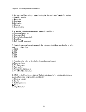 CH4 Testbank - Test bank for project management chapters - Chapter 04 ...