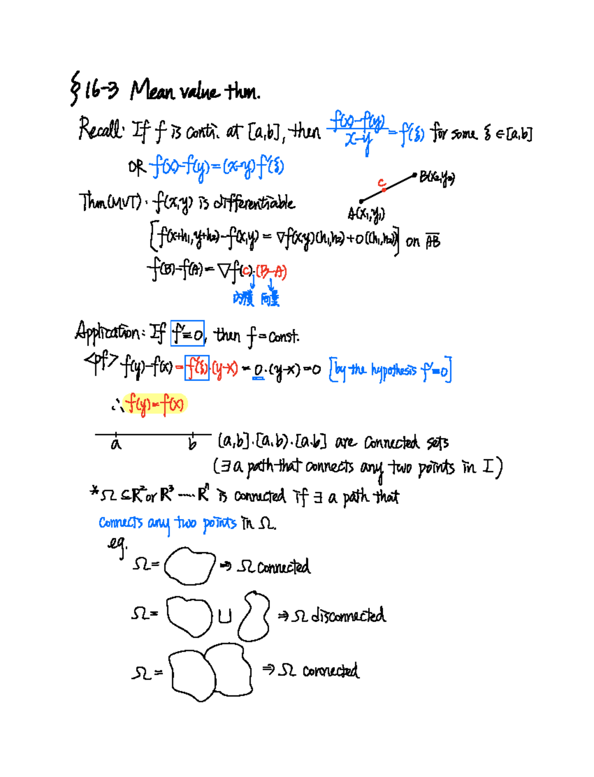 16-3 Mean-value thm - class notes - Mean value thm. Recall If fis conti ...