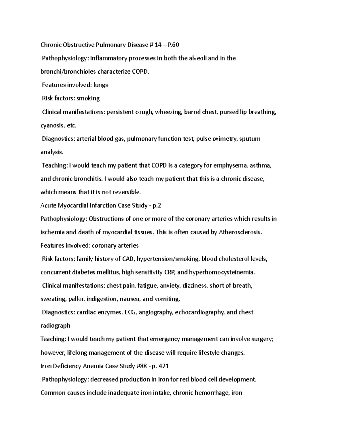 Unit 4 Case Studies- Patho - Copy - Chronic Obstructive Pulmonary ...