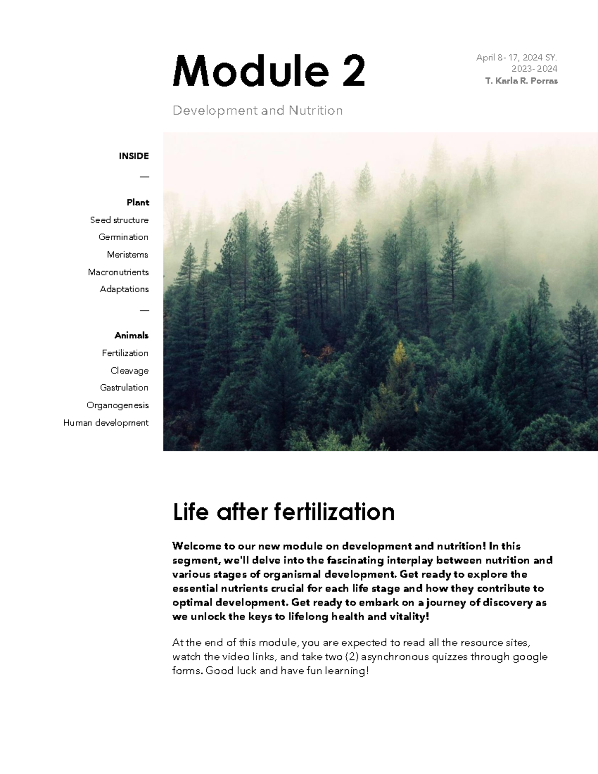 Module 2 Development and Nutrition - Module 2 April 8- 17, 2024 SY ...