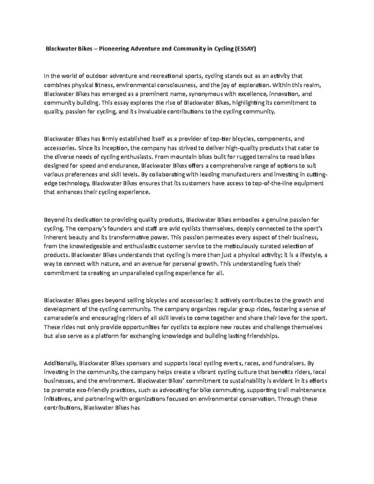 Blackwater Bikes – Pioneering Adventure and Community in Cycling (Essay ...