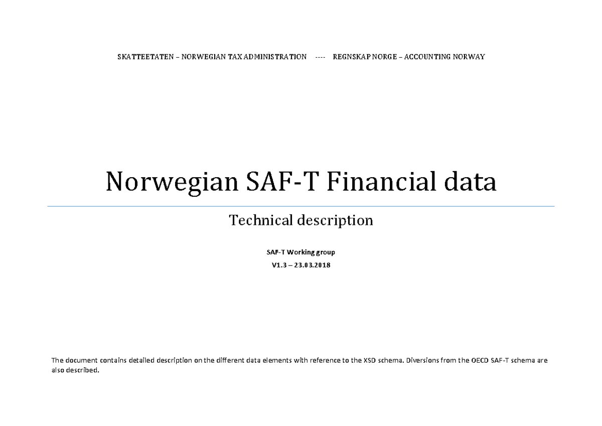 Norwegian saf t financial data technical description 2 - SKATTEETATEN ...
