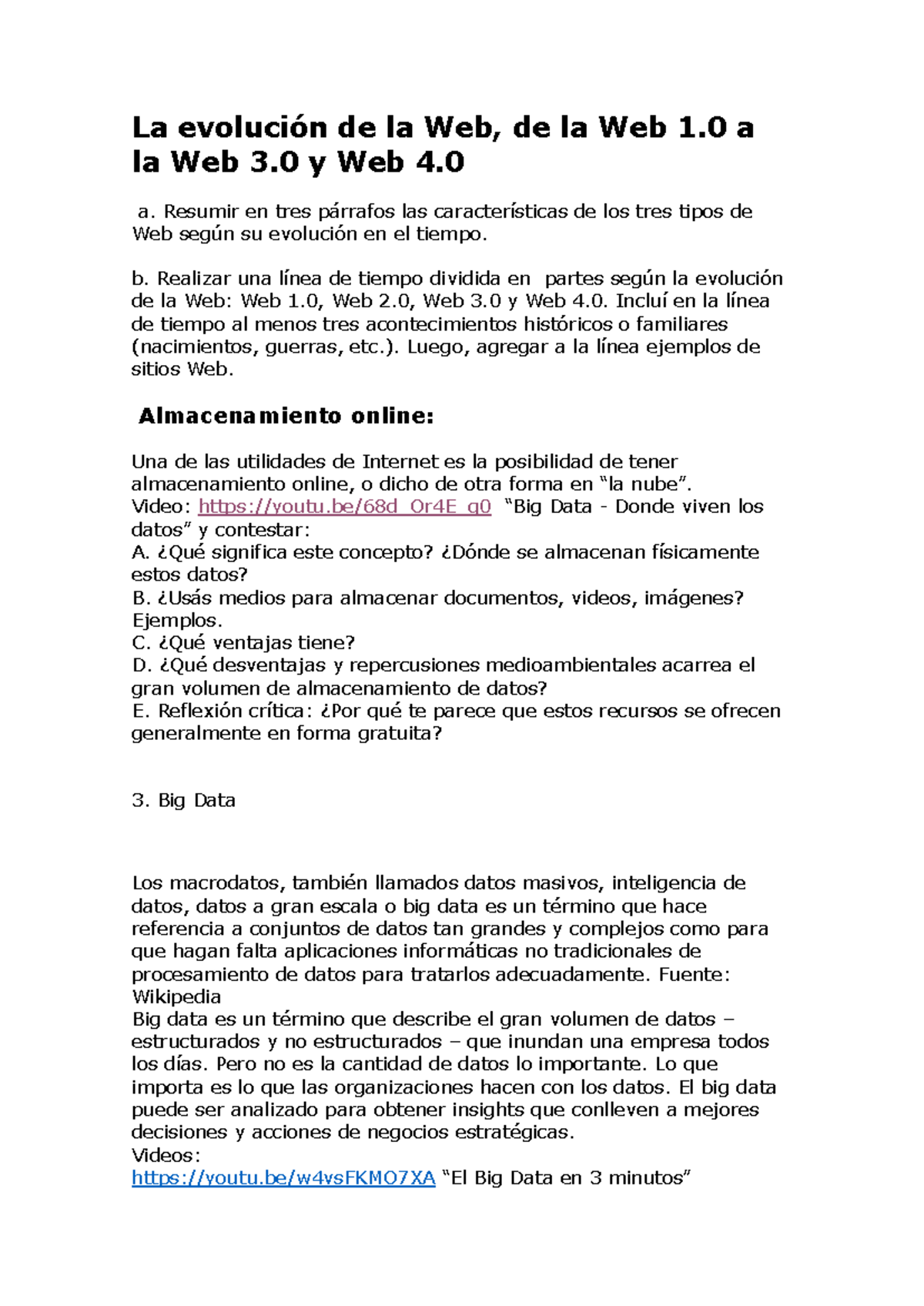 Actividad - La evolución de la Web - La evolución de la Web, de la Web ...