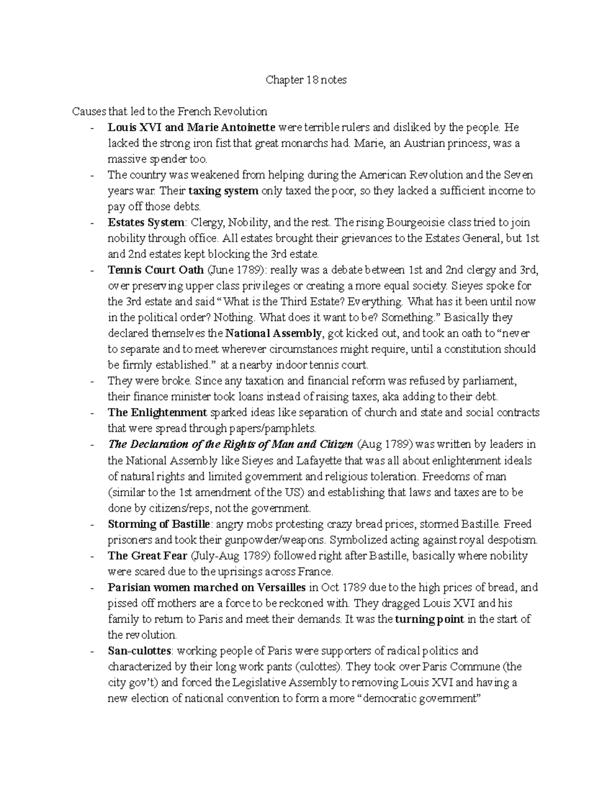 EUH2001 Chapter 18 notes - Chapter 18 notes Causes that led to the ...