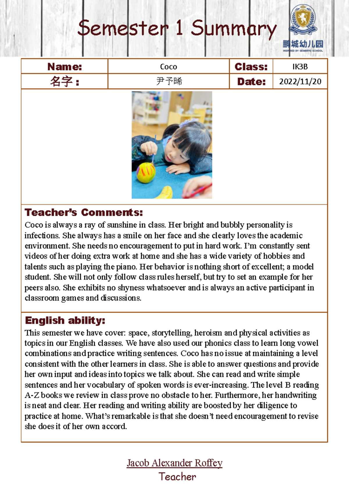 week 1 assignment Coco IK3 semester 1 - lesson plan - Semester 1 ...