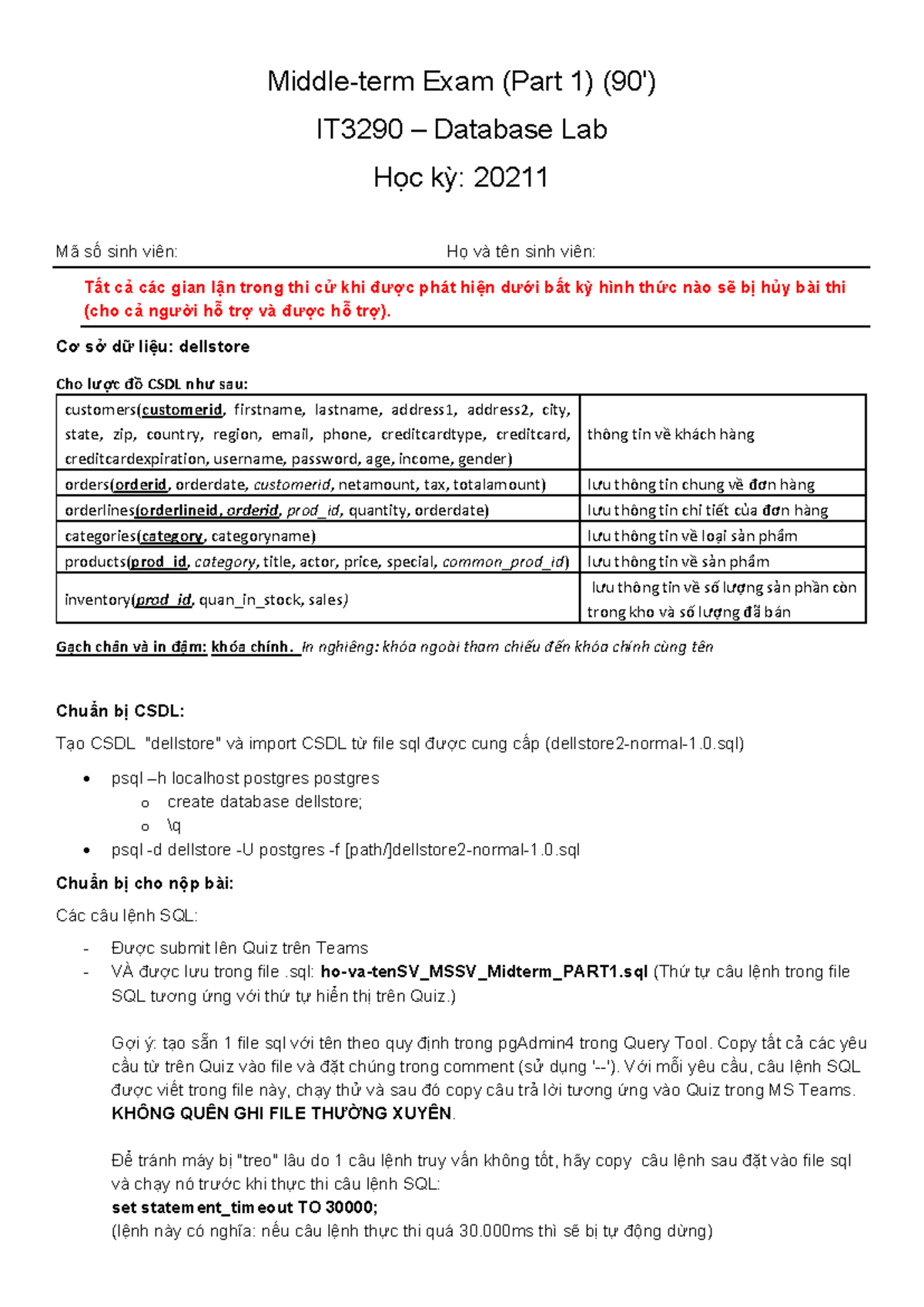20211-Middle exam Part1 - Middle-term Exam (Part 1) ( 90 ') IT3290 ...