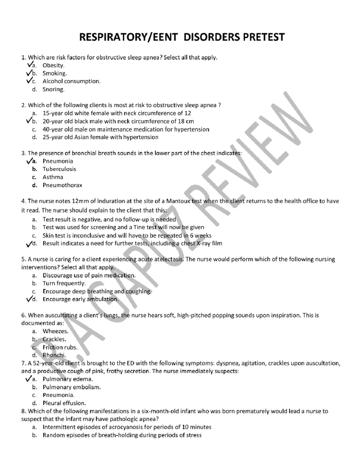 Respiratory-EENT-Virtual-Test1 answered - Pharmacy - Studocu