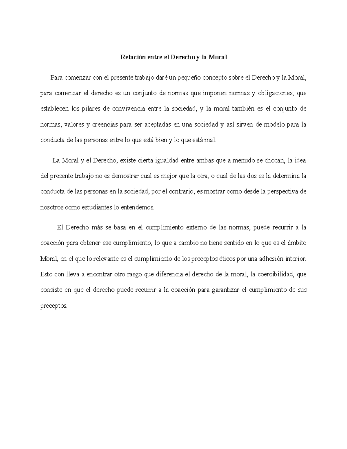 Relación entre el Derecho y la Moral - Relación entre el Derecho y la Moral Para comenzar con el ...