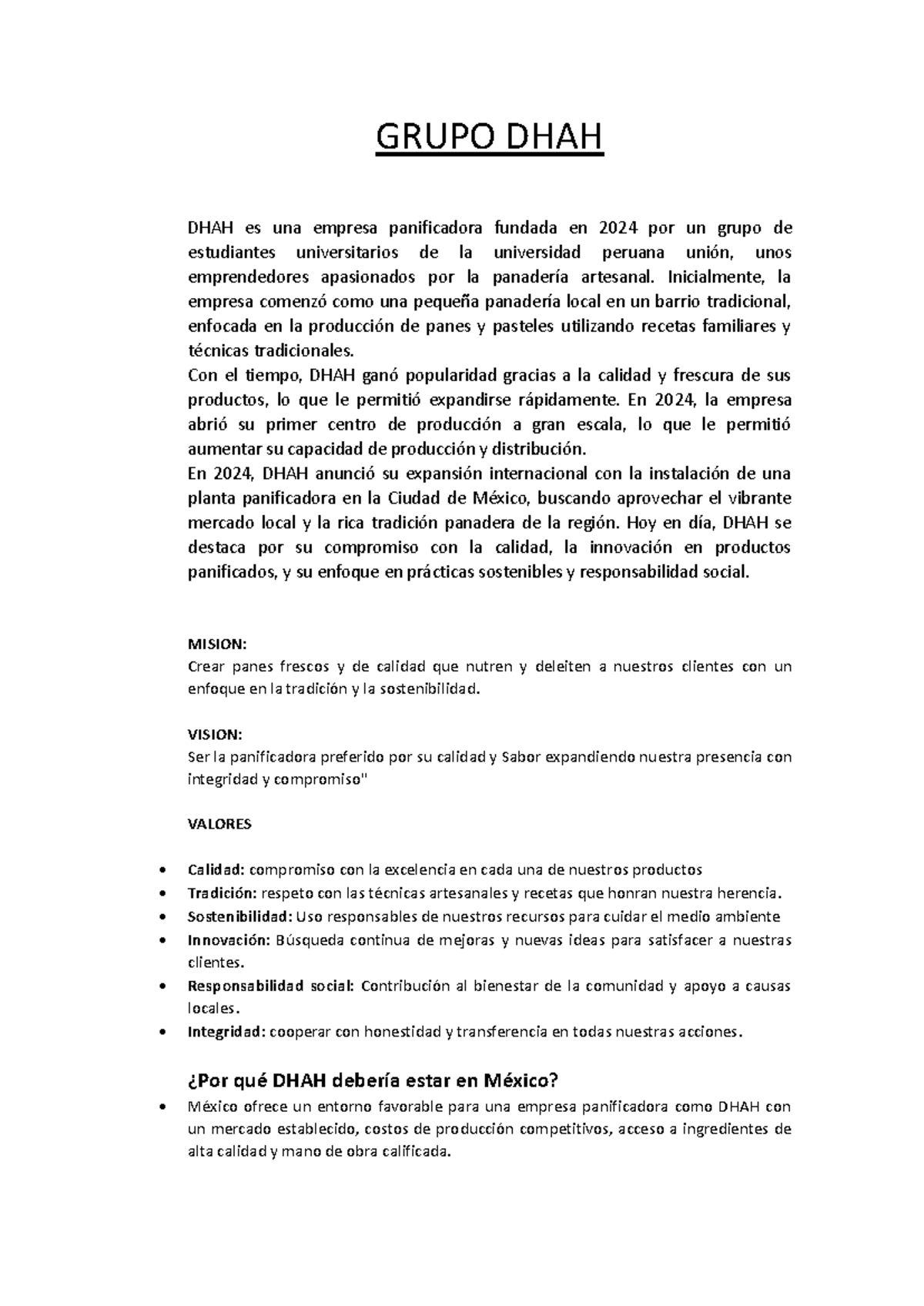 Grupo DHAH - es la creacion de una empresa que realiza fabricacion de ...