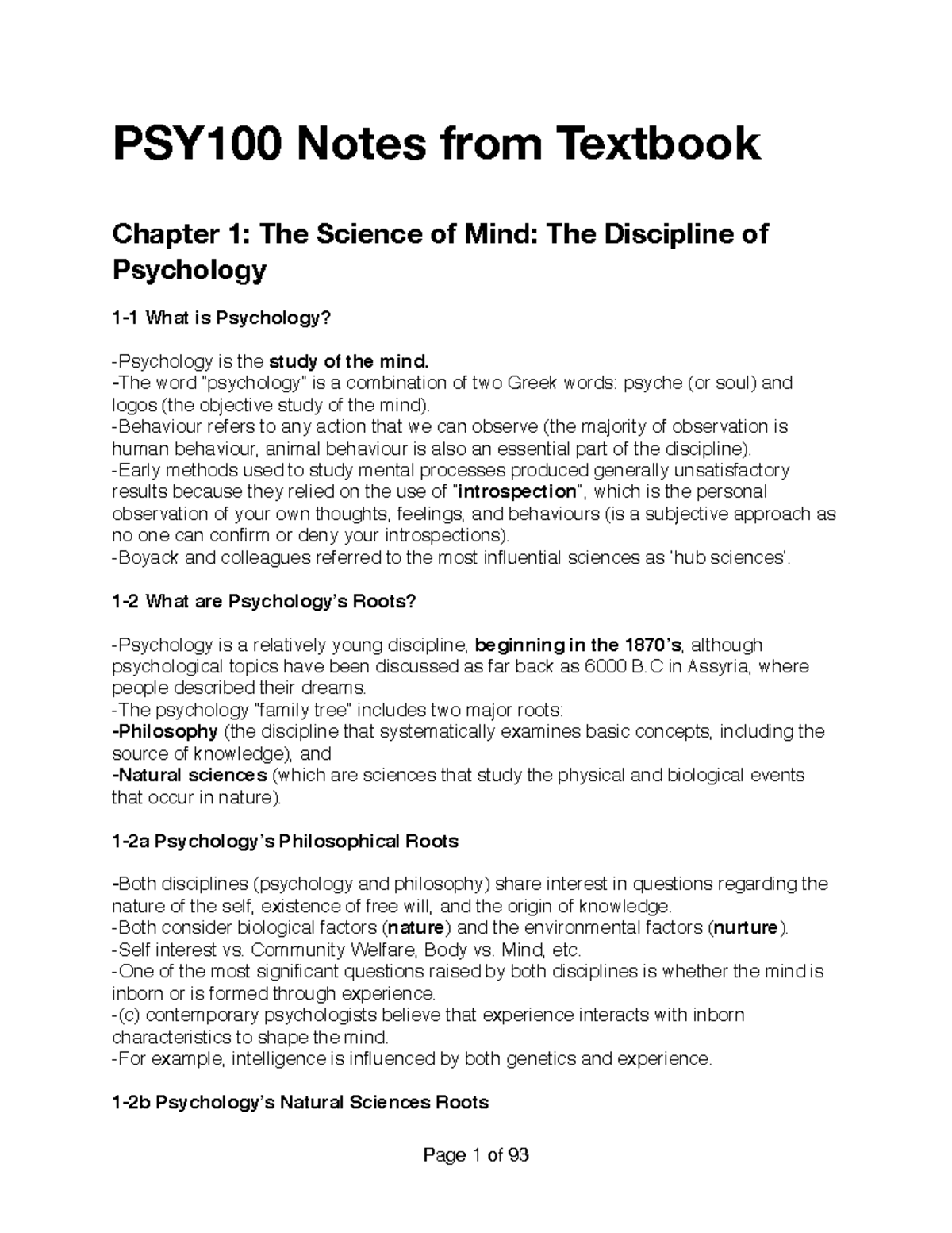 PSY100 Textbook Notes PDF PSY100 Notes From Textbook Chapter 1 The psy100-textbook-notes-pdf-psy100-notes-from-textbook-chapter-1-the