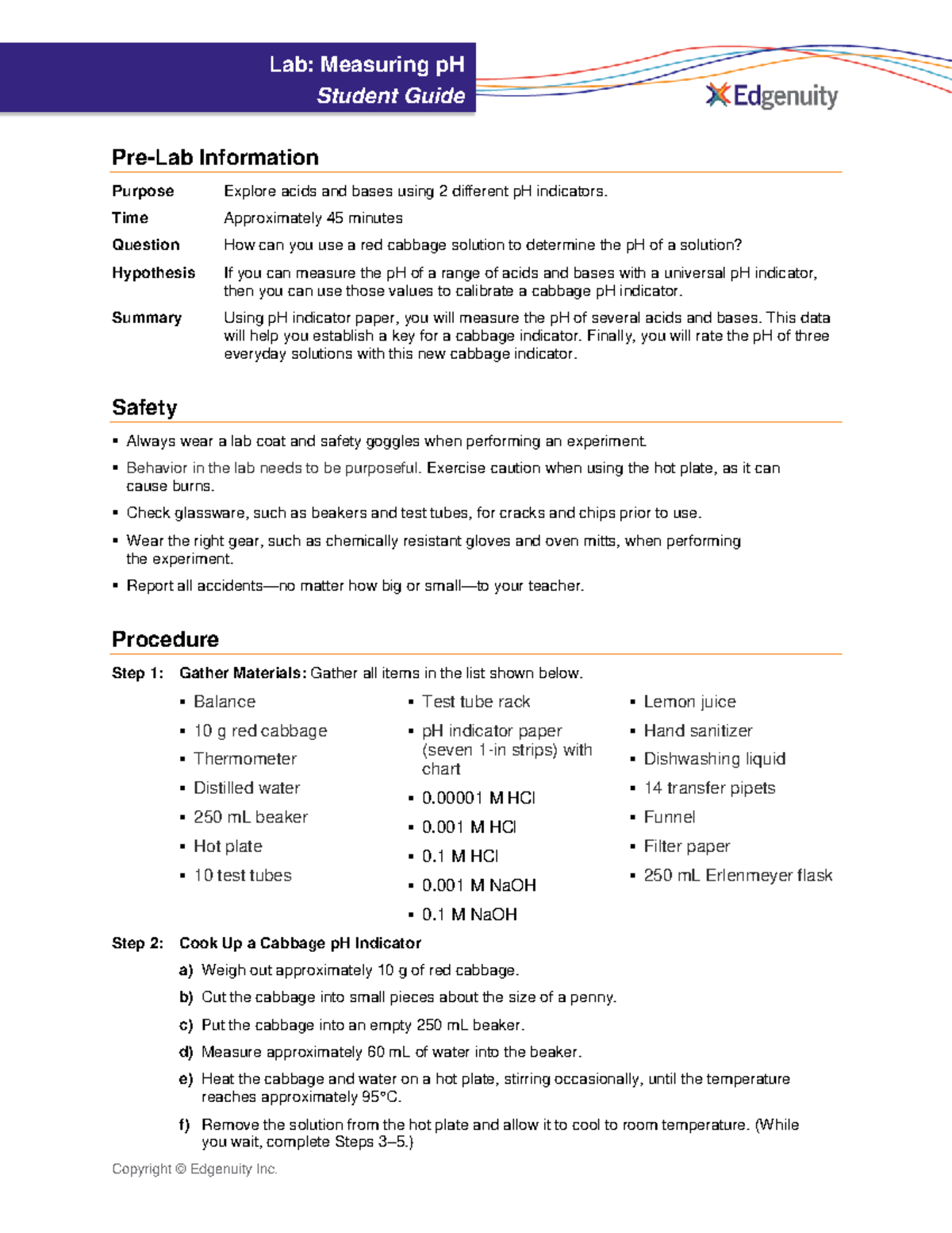3210 09 04 student guide - Copyright © Edgenuity Inc. Lab: Measuring pH ...