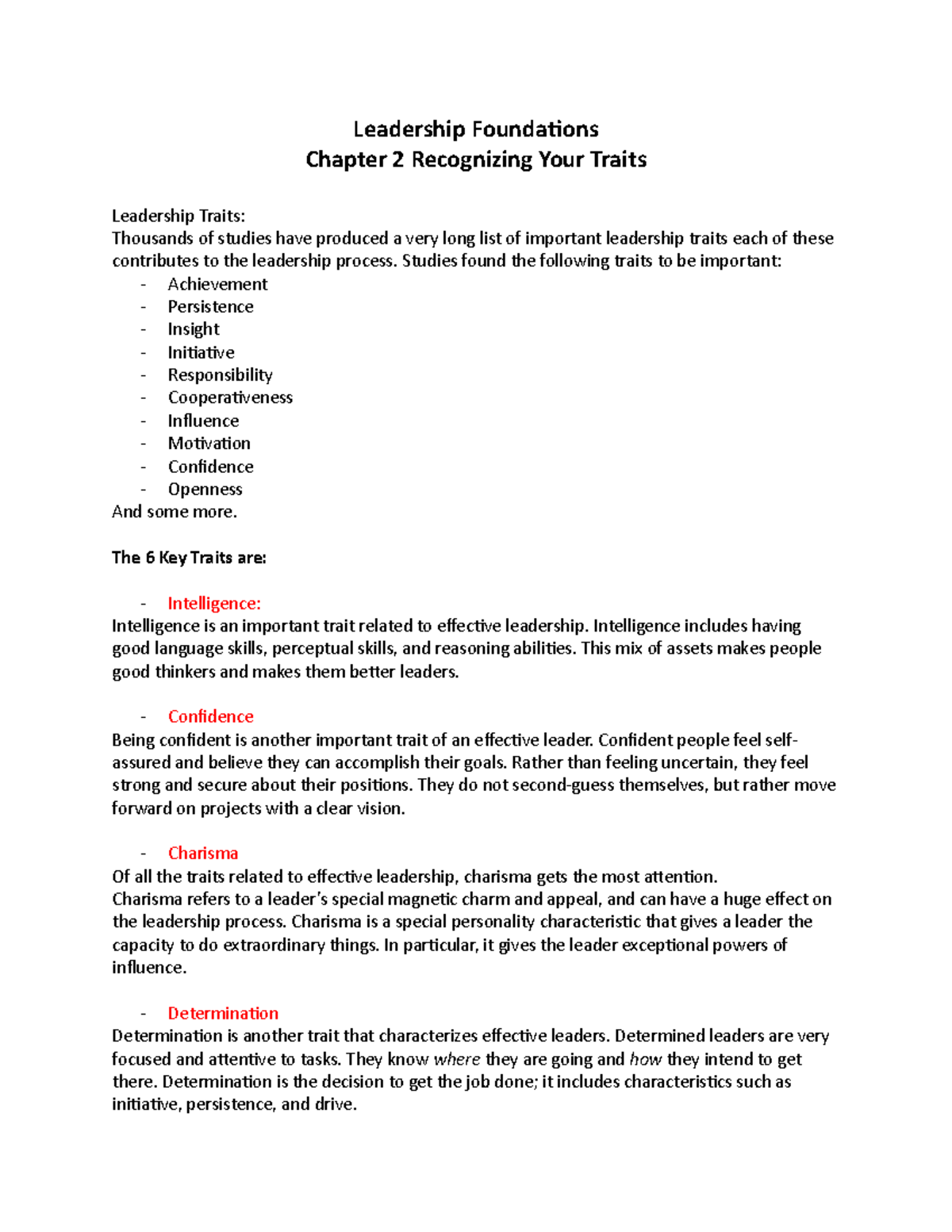 Leadership Chapter 2 Textbook Notes - OL140 - WLU - Studocu