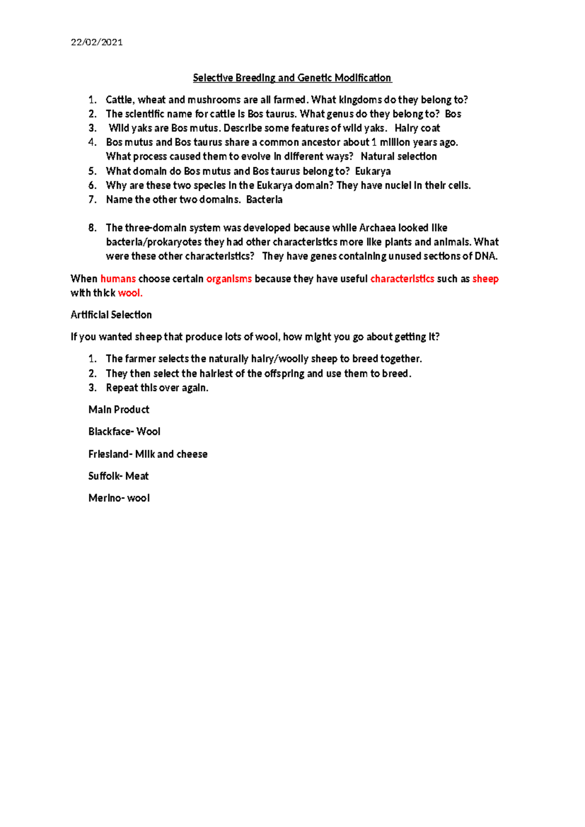 Selective Breeding and Genetic Modification Science - 22/02/ Selective ...