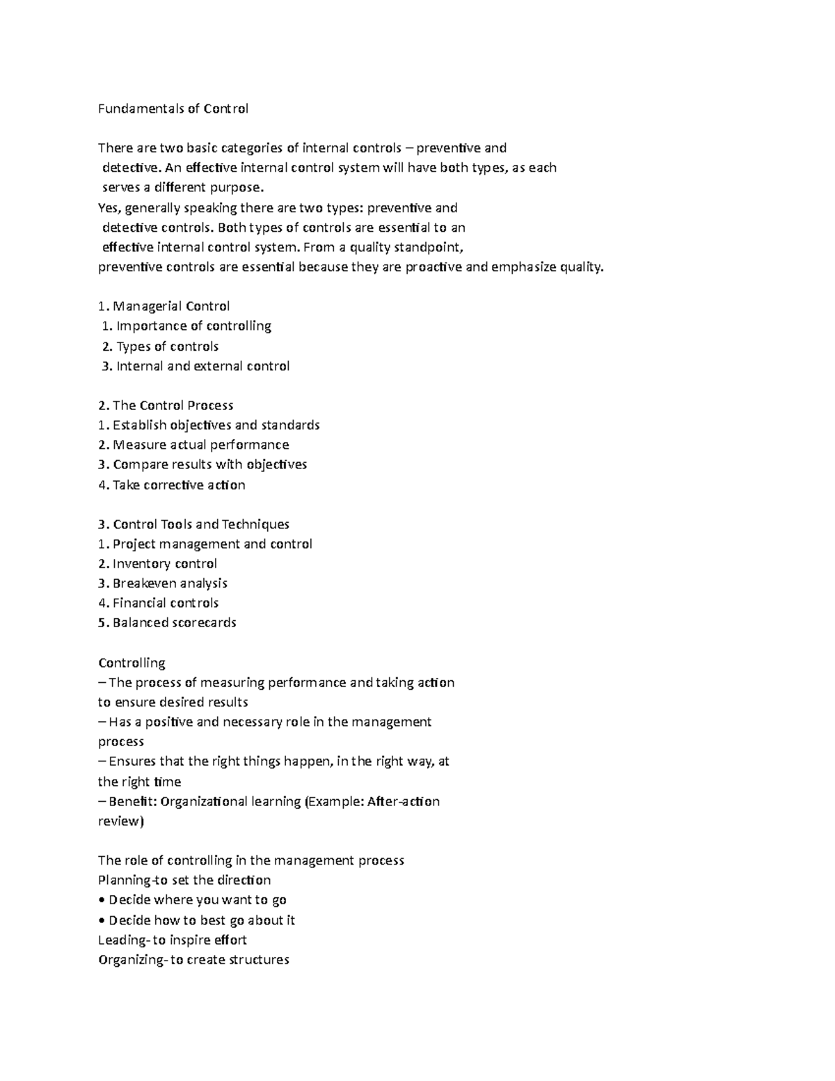 Fundamentals of Control - Fundamentals of Control There are two basic ...