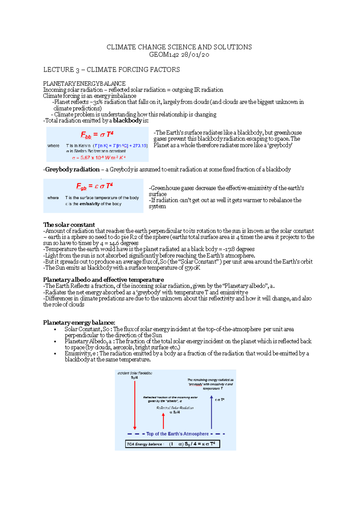 Climate forcing factors - CLIMATE CHANGE SCIENCE AND SOLUTIONS GEOM142 ...