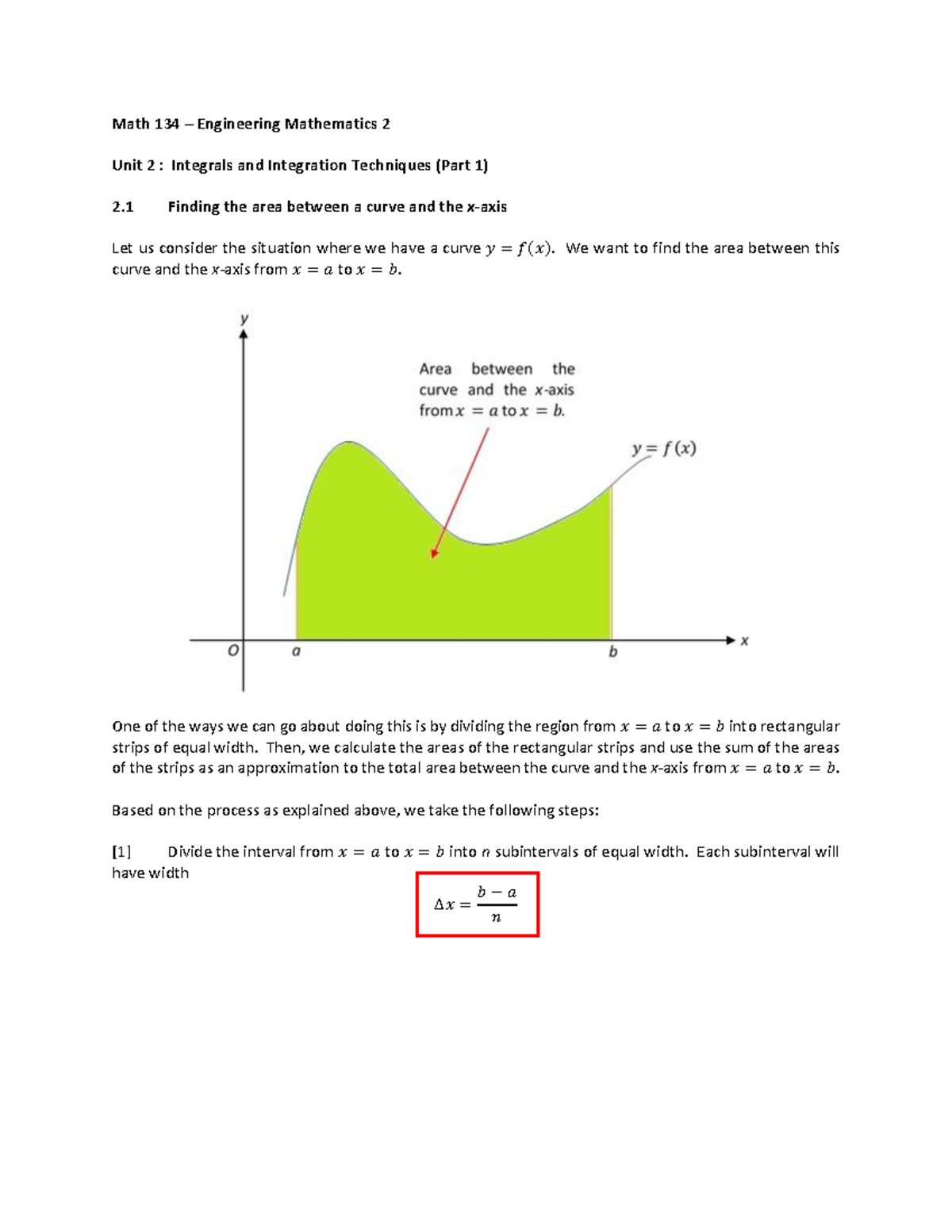 Math 134 - Unit 2 Integrals and Integration Techniques (Part 1) - Math ...