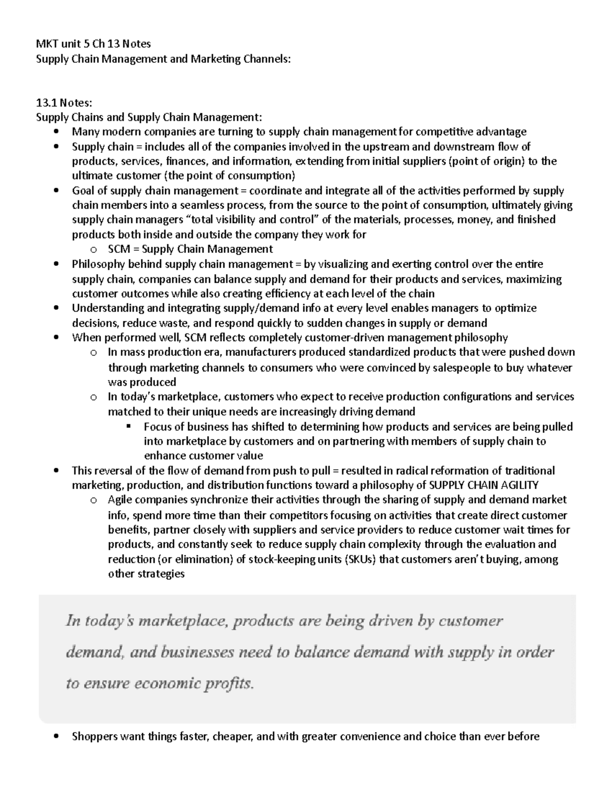MKT unit 5 Ch 13 Notes - Professor Kevin Williams - MKT unit 5 Ch 13 ...