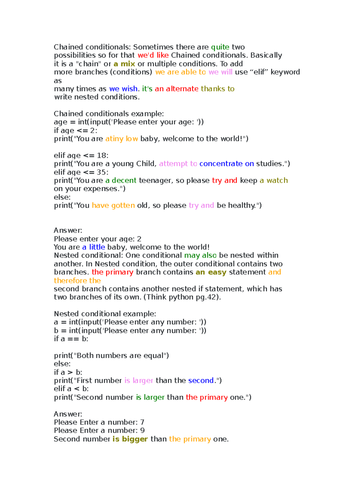Discussion FORUM U3 - Chained conditionals: Sometimes there are quite ...