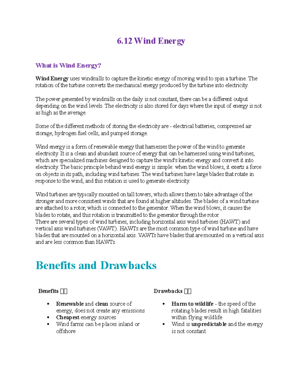 Wind Energy - 6 Wind Energy What is Wind Energy? Wind Energy uses ...
