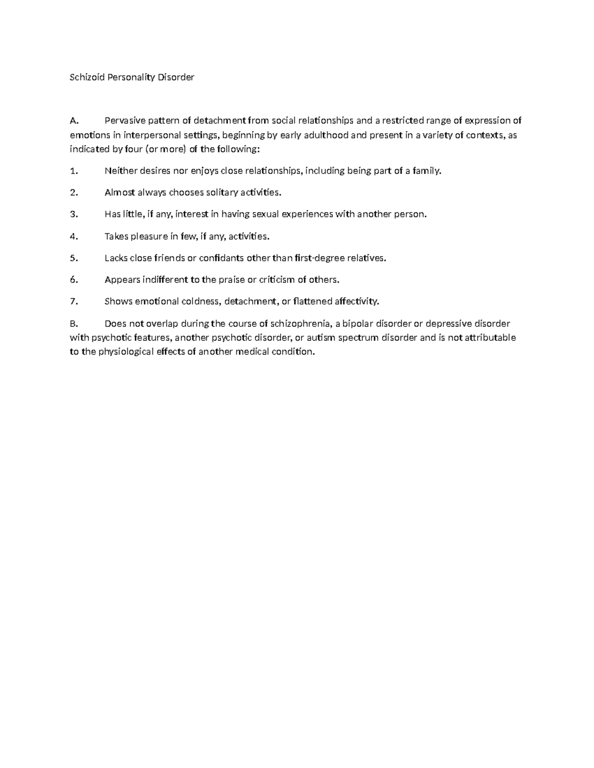 Schizoid Personality Disorder - Pervasive pattern of detachment from ...