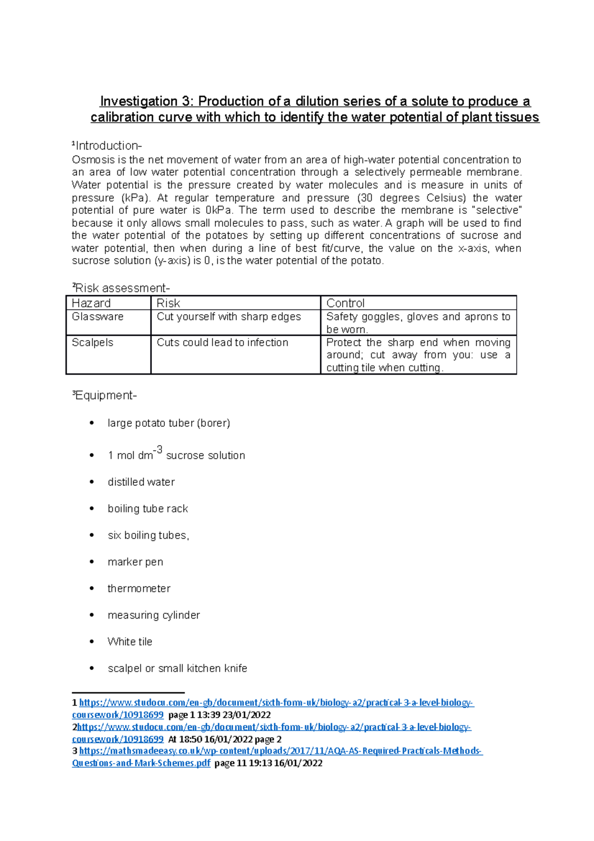 Investigation 3 - alevel bio practical 3 - Investigation 3: Production ...
