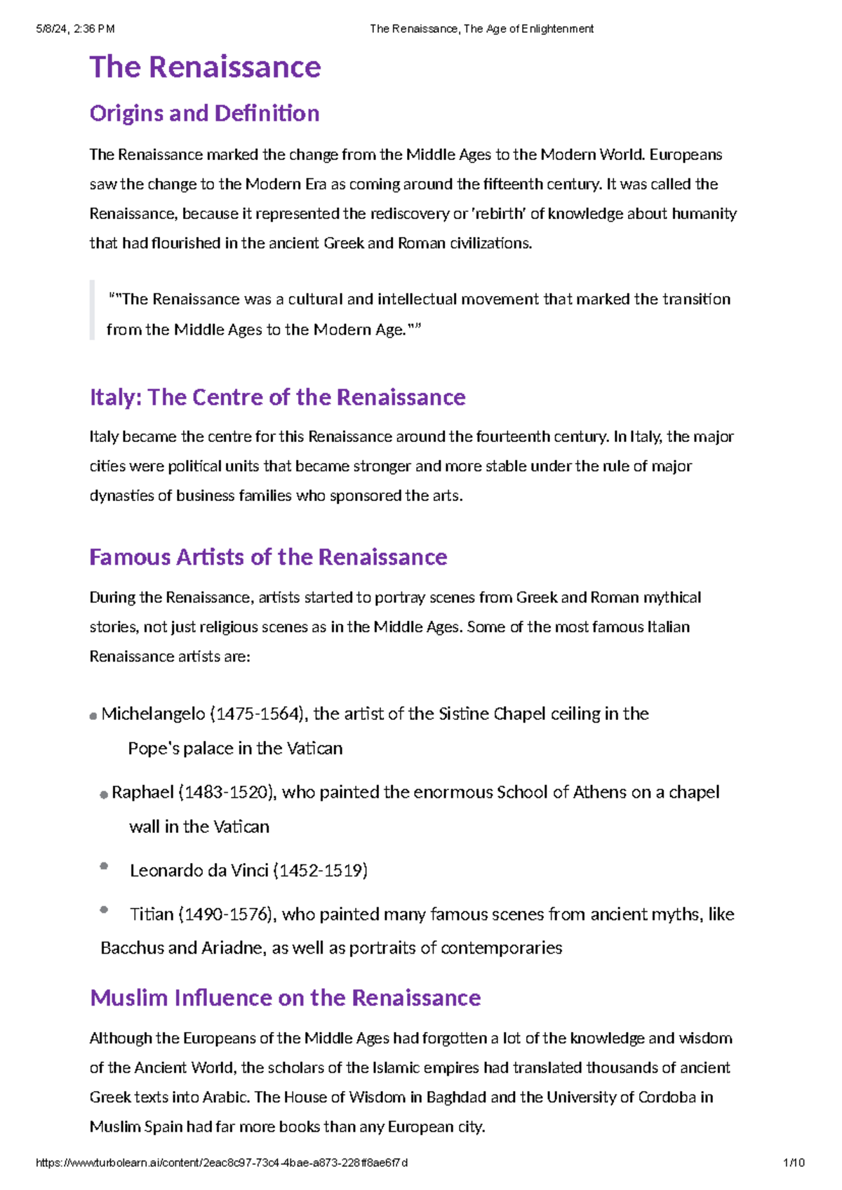 The Renaissance, The Age of Enlightenment - The Renaissance 🎨 Origins ...