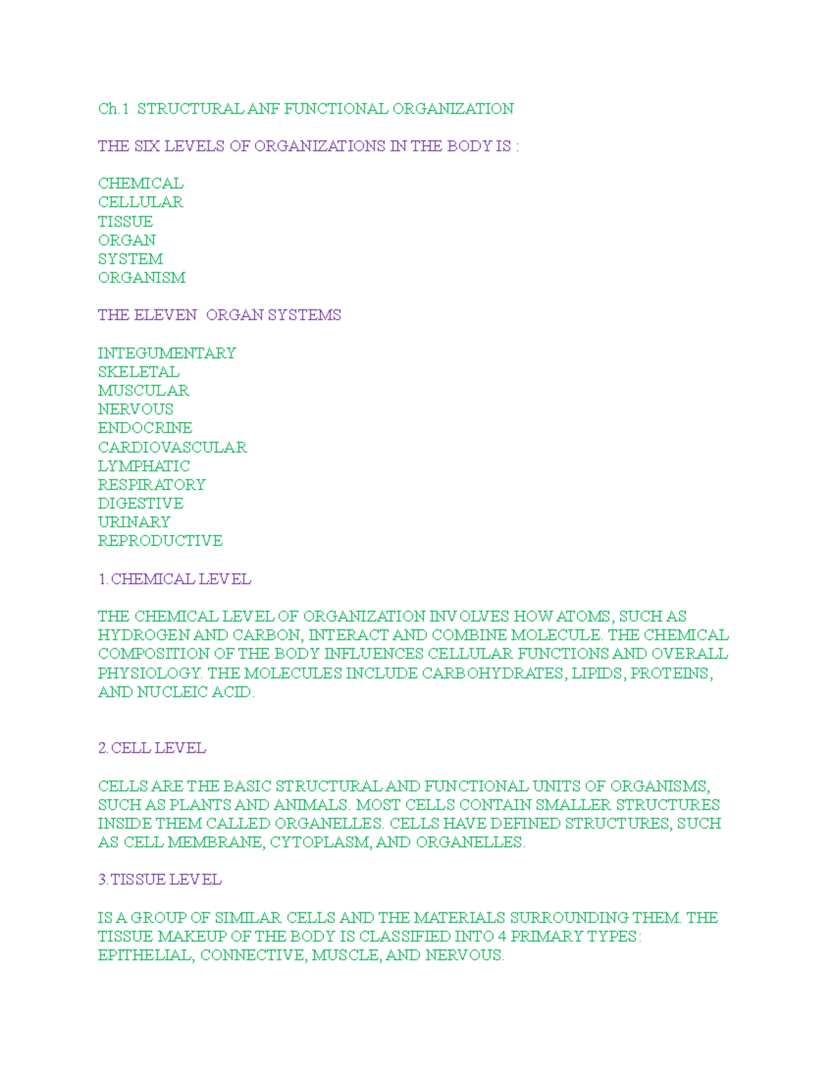 Structural AND Functional Organization OF THE Human BODY - Ch ...