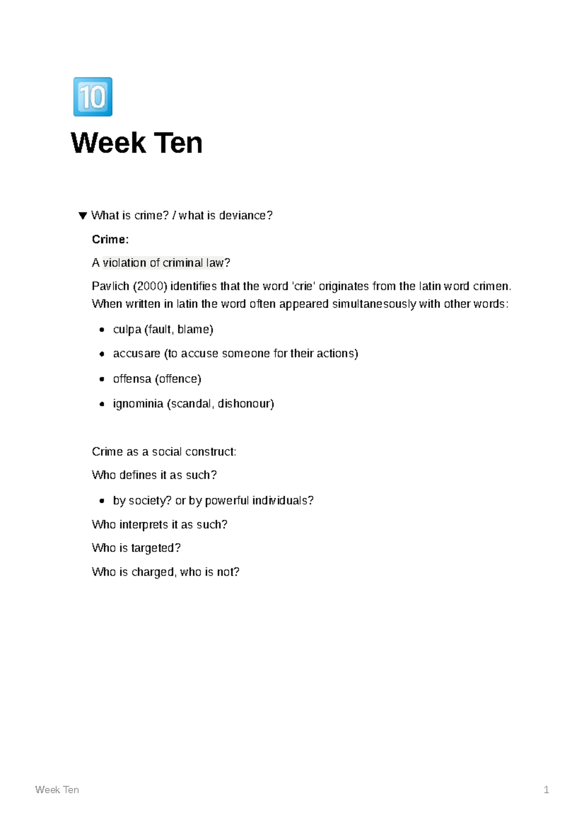 Crime, deviance, modernity and moral drift - Week Ten 1 🔟 Week Ten What ...